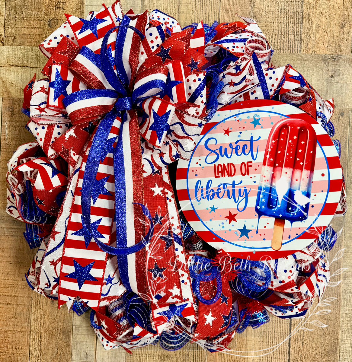 Sweet Land of Liberty Patriotic Wreath – Red White and Blue Popsicle S ...