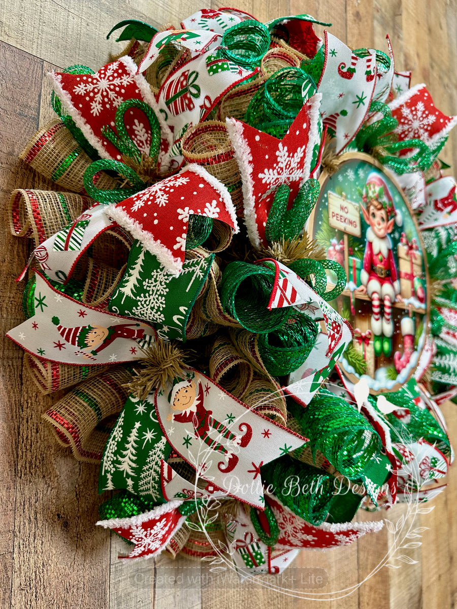 No Peeking - Elf Wreath – Dottie Beth Designs