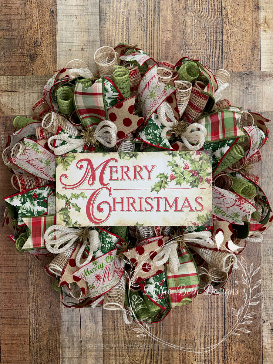 Merry Christmas Holly & Plaid Wreath – Dottie Beth Designs