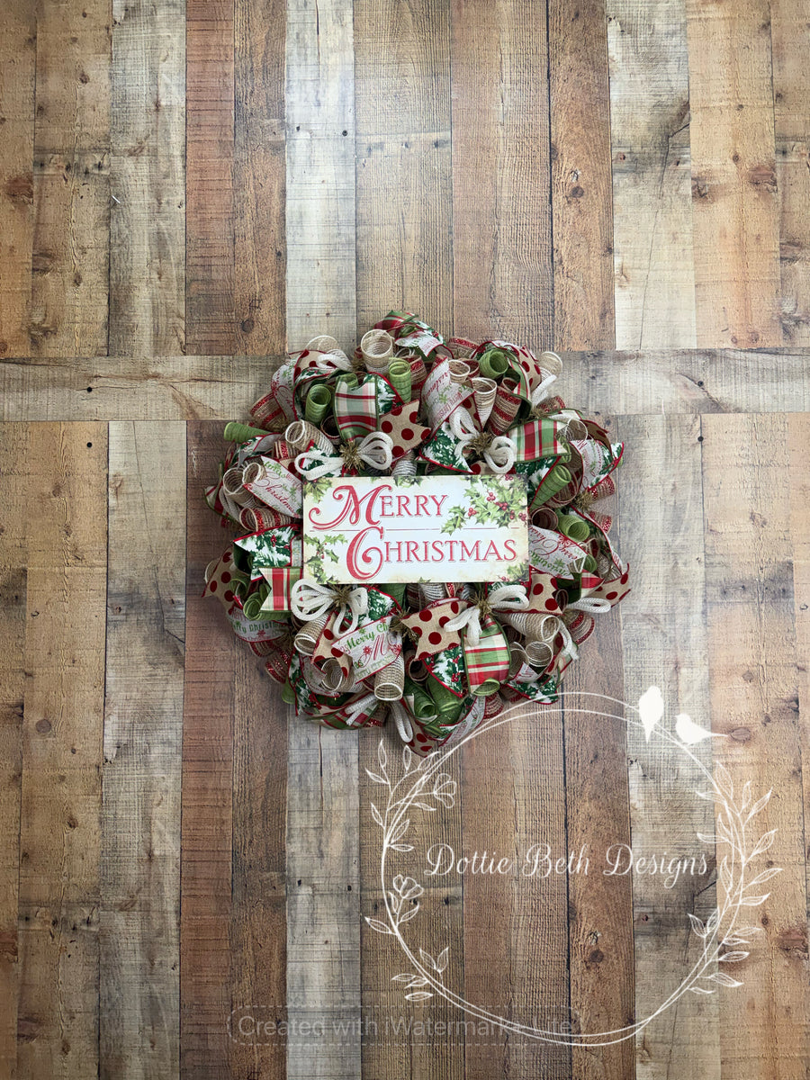 Merry Christmas Holly & Plaid Wreath – Dottie Beth Designs