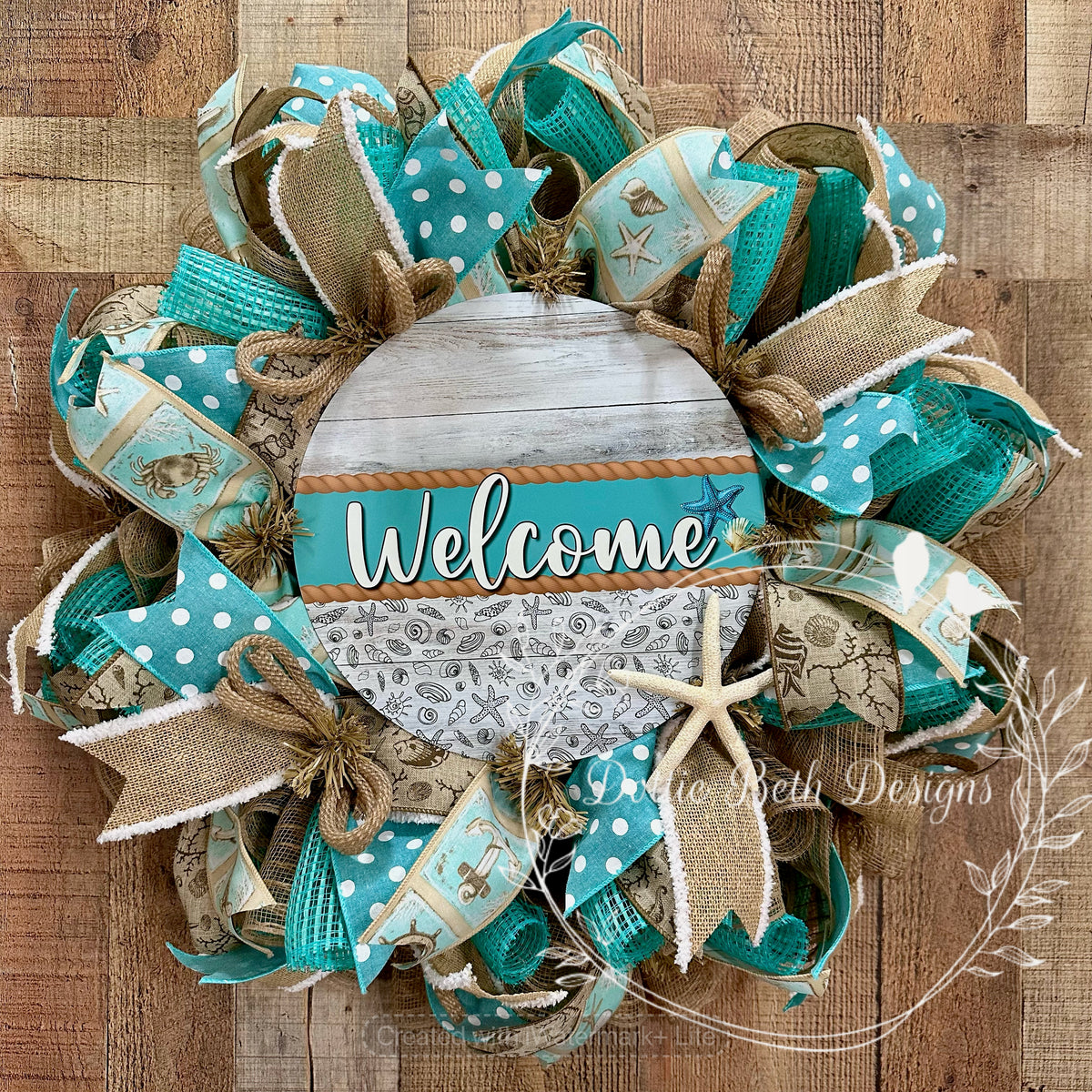 Welcome - Coastal Themed Wreath – Dottie Beth Designs