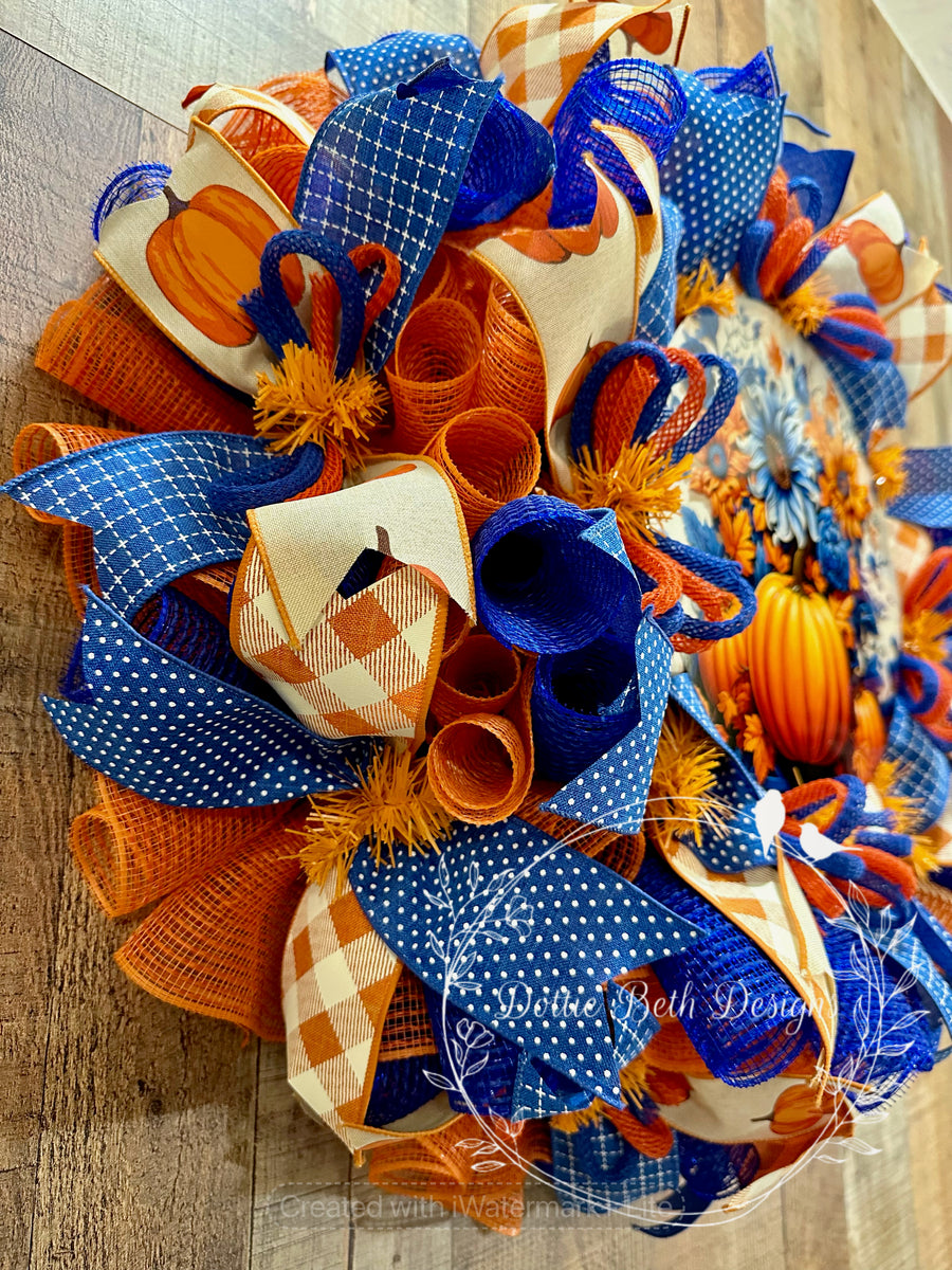 Fall Pumpkins, Orange & Royal Blue – Dottie Beth Designs